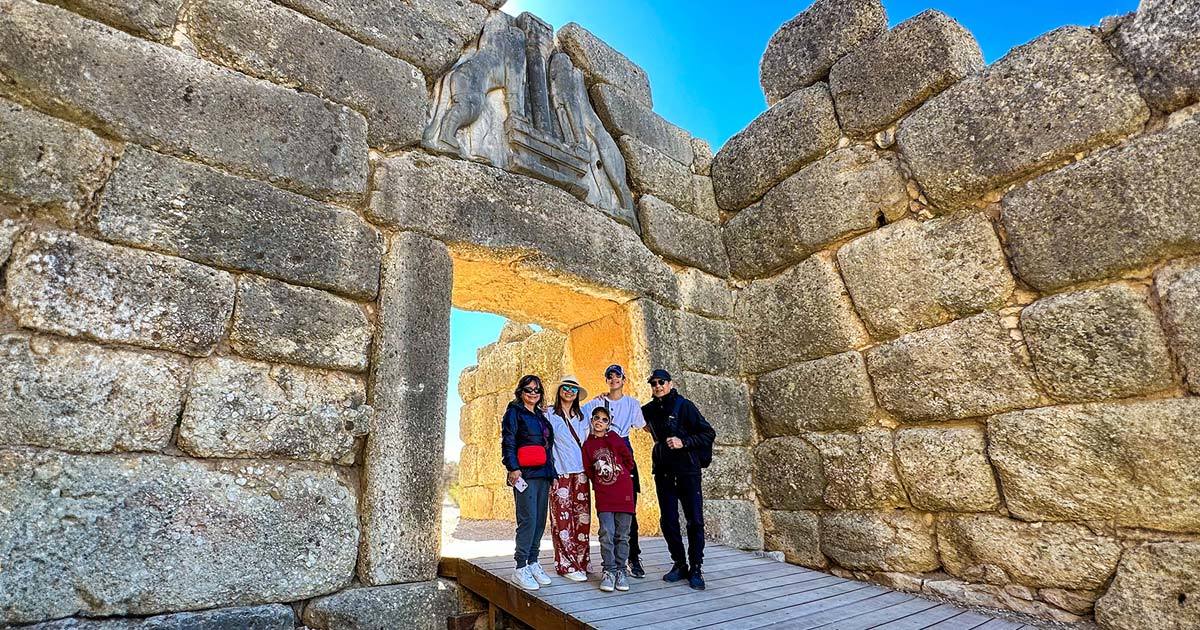 A Family Trip To The Mycenae Lion Gate At The Archeaological Site Of ...